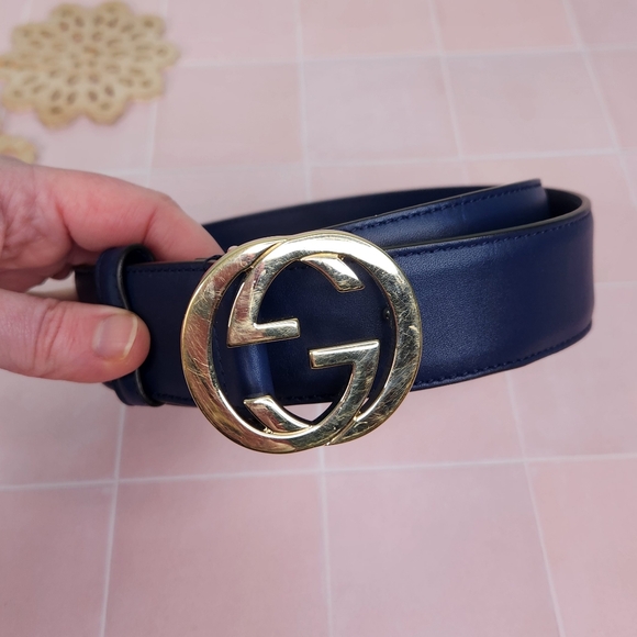 Navy Blue Gucci Belt